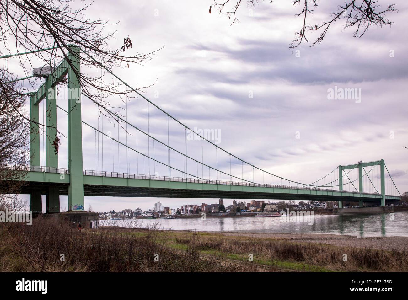the Rodenkirchener bridge over the river Rhine, bridge of the Autobahn ...