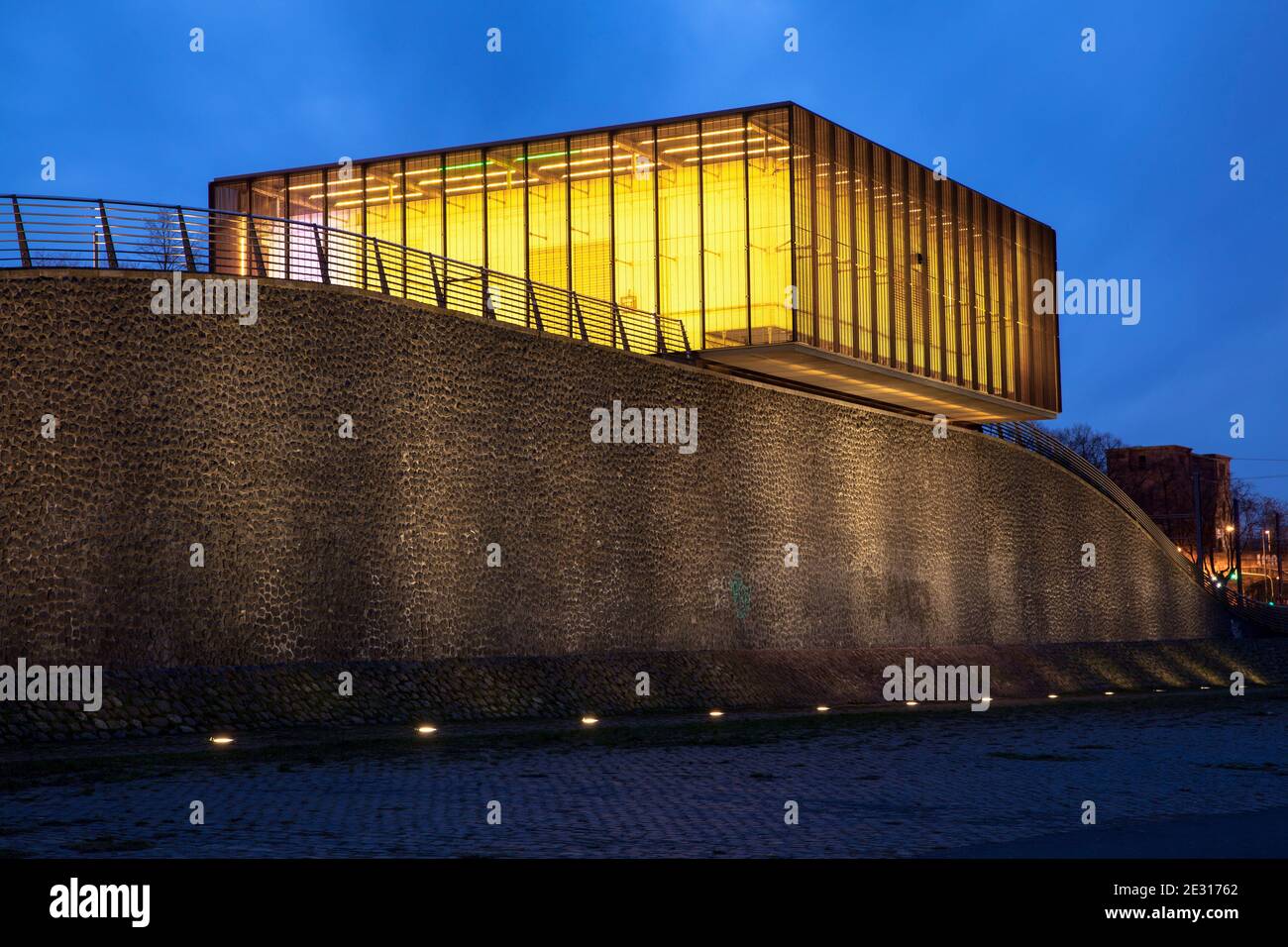 flood pumping station on the river Rhine in the district Bayenthal ...