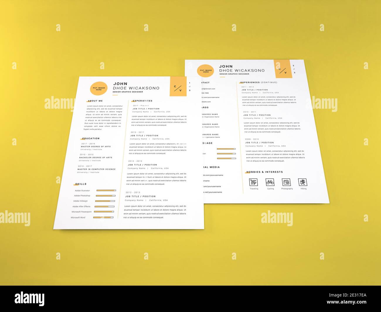 Realistic Letter Sized Curriculum Vitae Paper Mockup Template Stock ...
