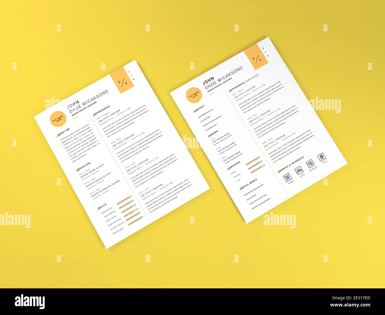 Realistic Letter Sized Curriculum Vitae Paper Mockup Template Stock ...