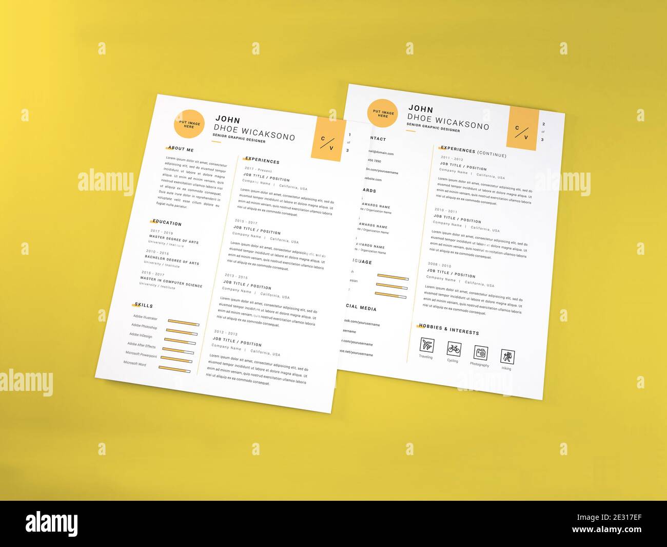 Realistic Letter Sized Curriculum Vitae Paper Mockup Template Stock ...