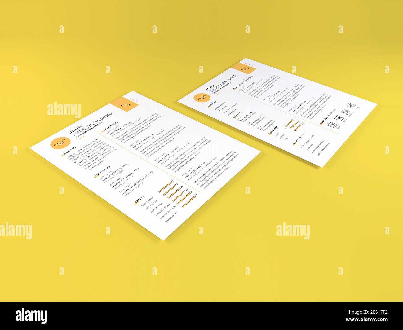 Realistic Letter Sized Curriculum Vitae Paper Mockup Template Stock ...