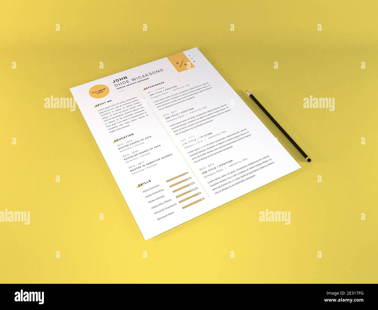Realistic Letter Sized Curriculum Vitae Paper Mockup Template Stock ...