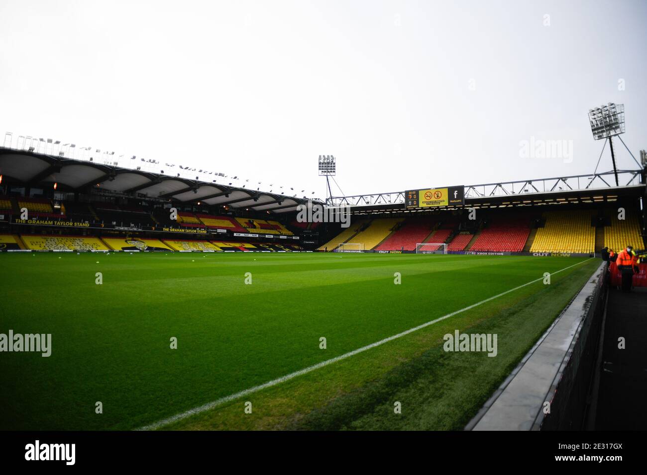Watford, UK. 16th Jan, 2021. General View of Vicarage Road Stadium ...