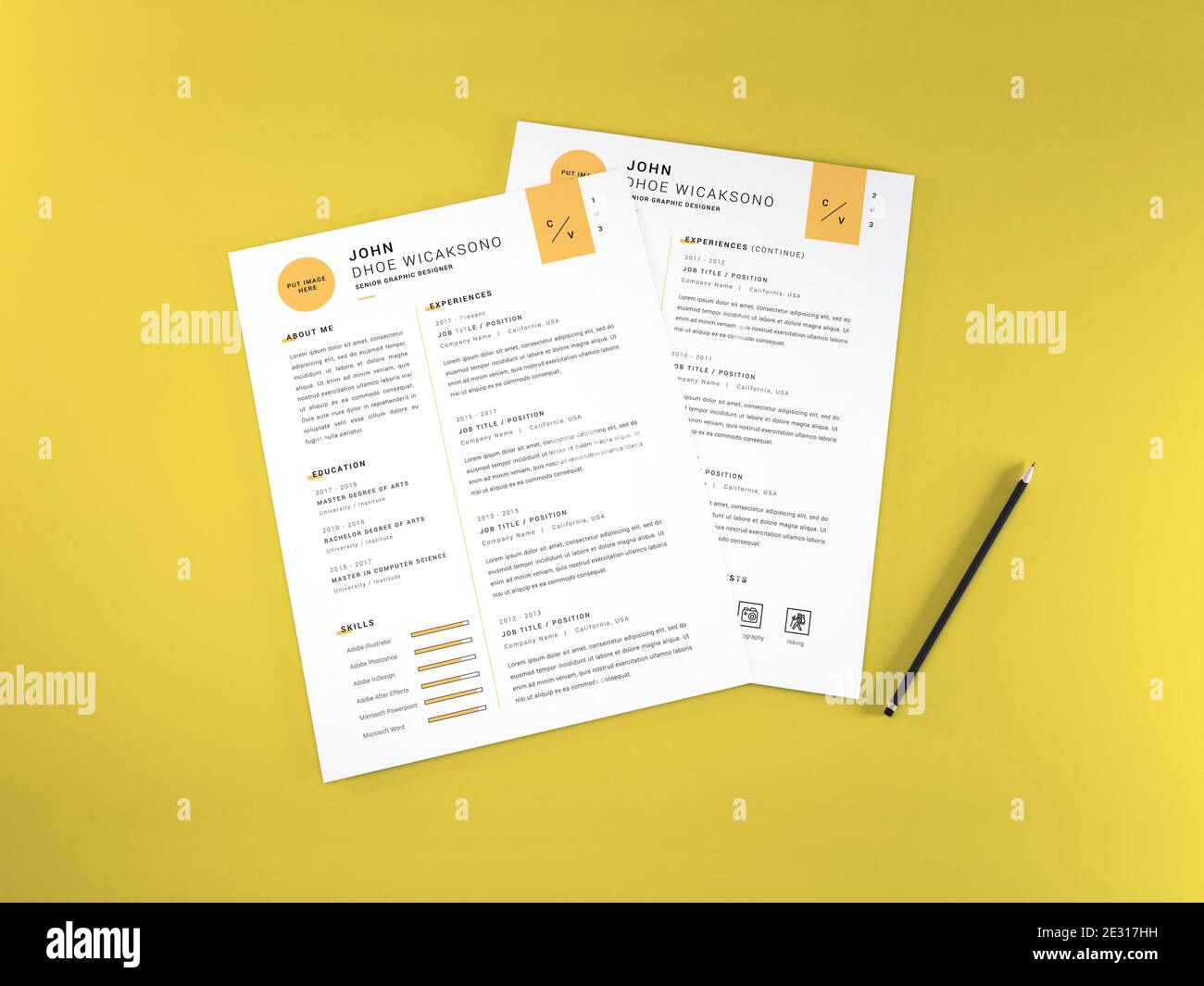 Realistic Letter Sized Curriculum Vitae Paper Mockup Template Stock ...