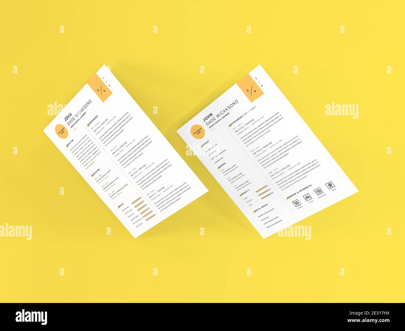 Realistic Letter Sized Curriculum Vitae Paper Mockup Template Stock ...