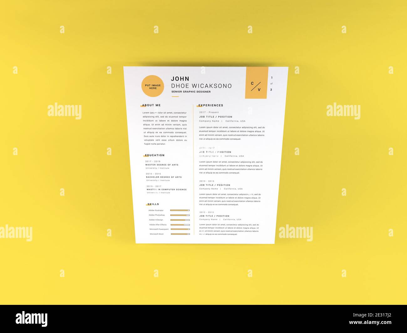 Realistic Letter Sized Curriculum Vitae Paper Mockup Template Stock ...