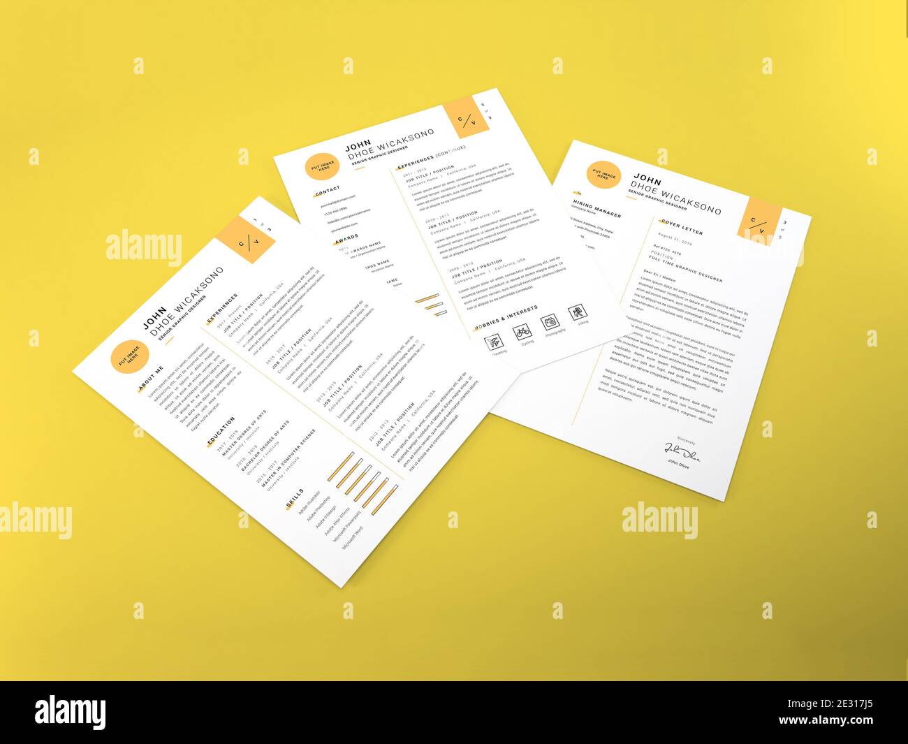 Realistic Letter Sized Curriculum Vitae Paper Mockup Template Stock ...