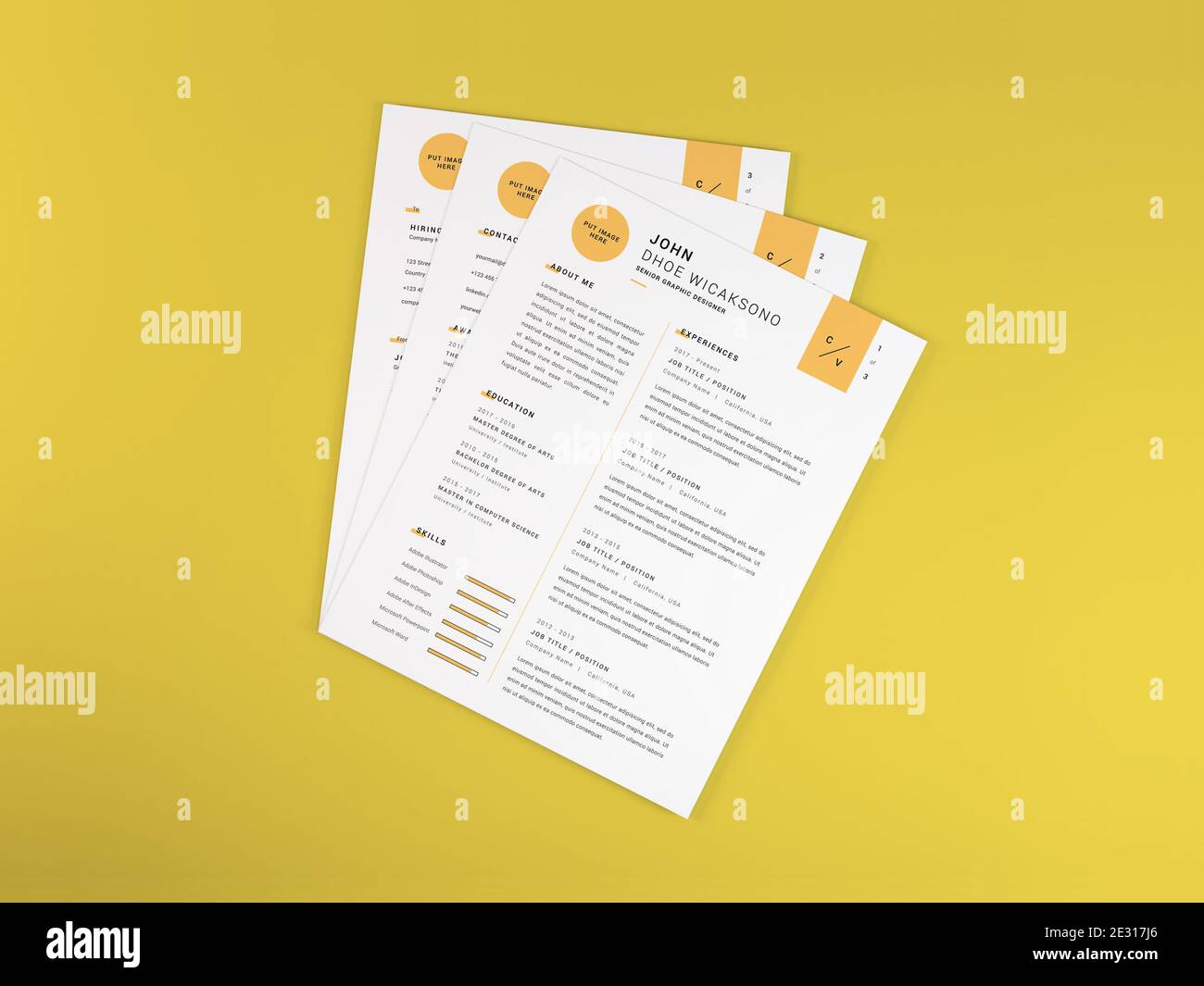 Realistic Letter Sized Curriculum Vitae Paper Mockup Template Stock ...