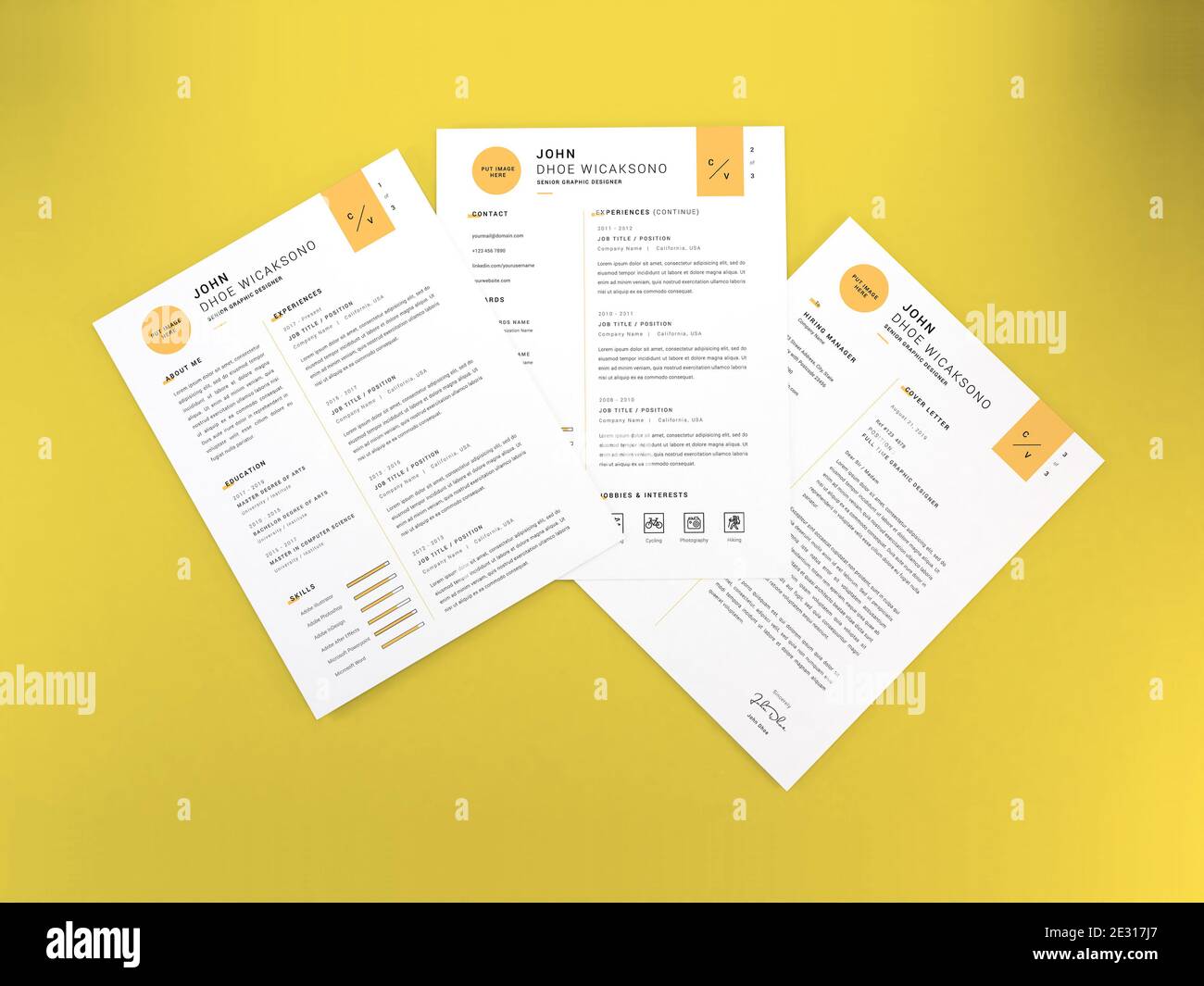 Realistic Letter Sized Curriculum Vitae Paper Mockup Template Stock ...
