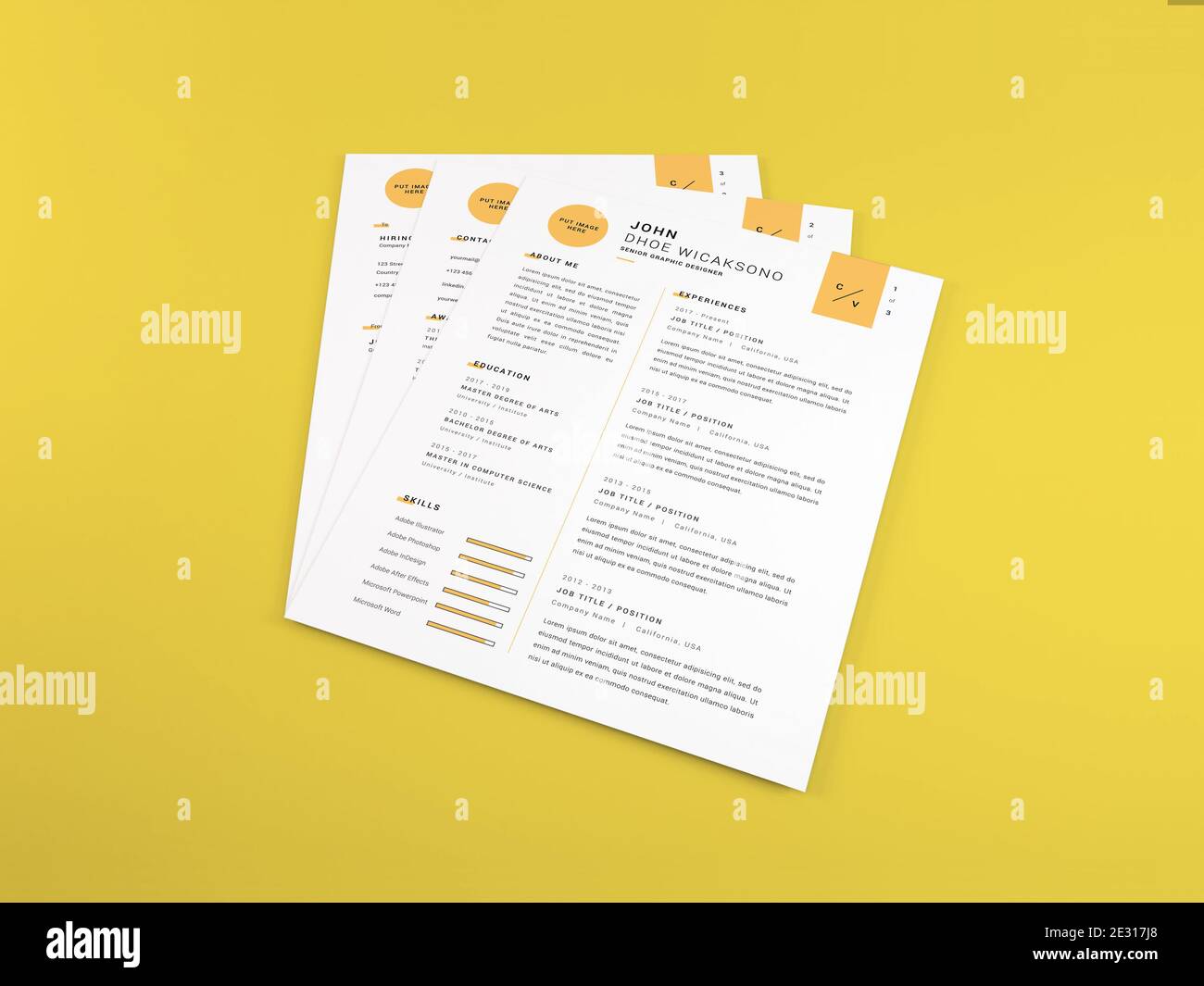 Realistic Letter Sized Curriculum Vitae Paper Mockup Template Stock ...