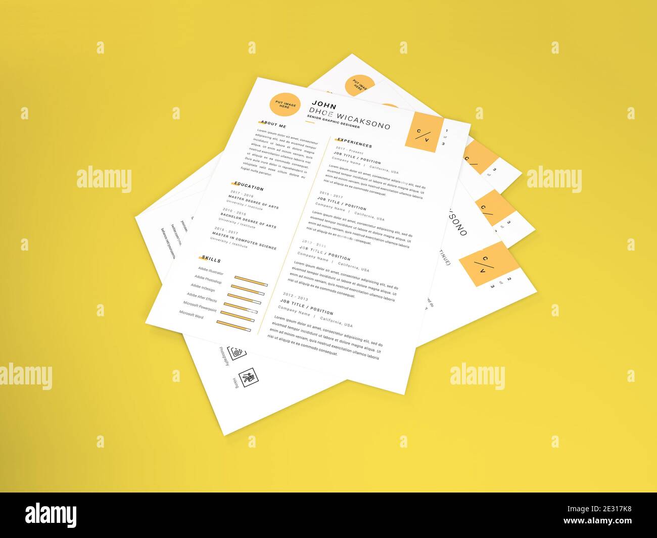 Realistic Letter Sized Curriculum Vitae Paper Mockup Template Stock ...
