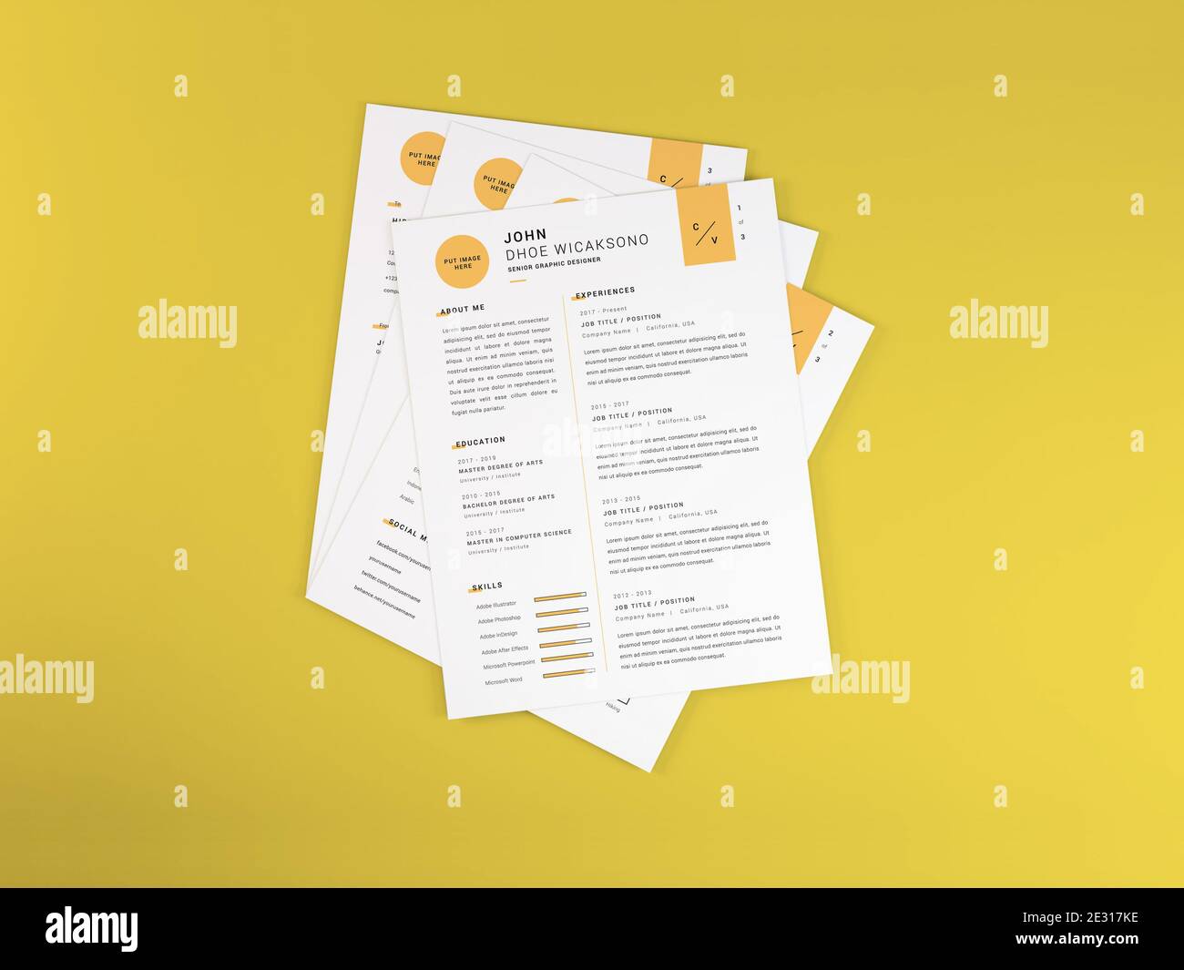 Realistic Letter Sized Curriculum Vitae Paper Mockup Template Stock ...