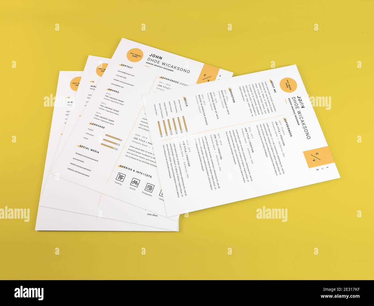 Realistic Letter Sized Curriculum Vitae Paper Mockup Template Stock ...