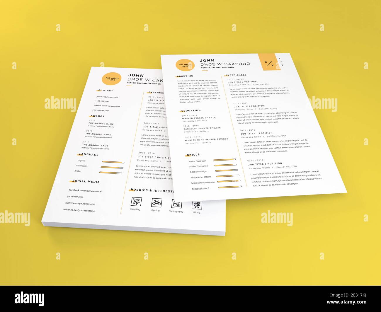 Realistic Letter Sized Curriculum Vitae Paper Mockup Template Stock ...