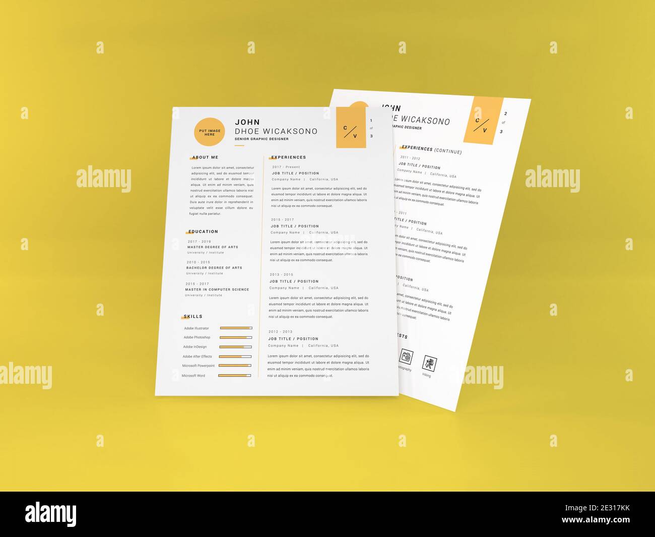 Realistic Letter Sized Curriculum Vitae Paper Mockup Template Stock ...