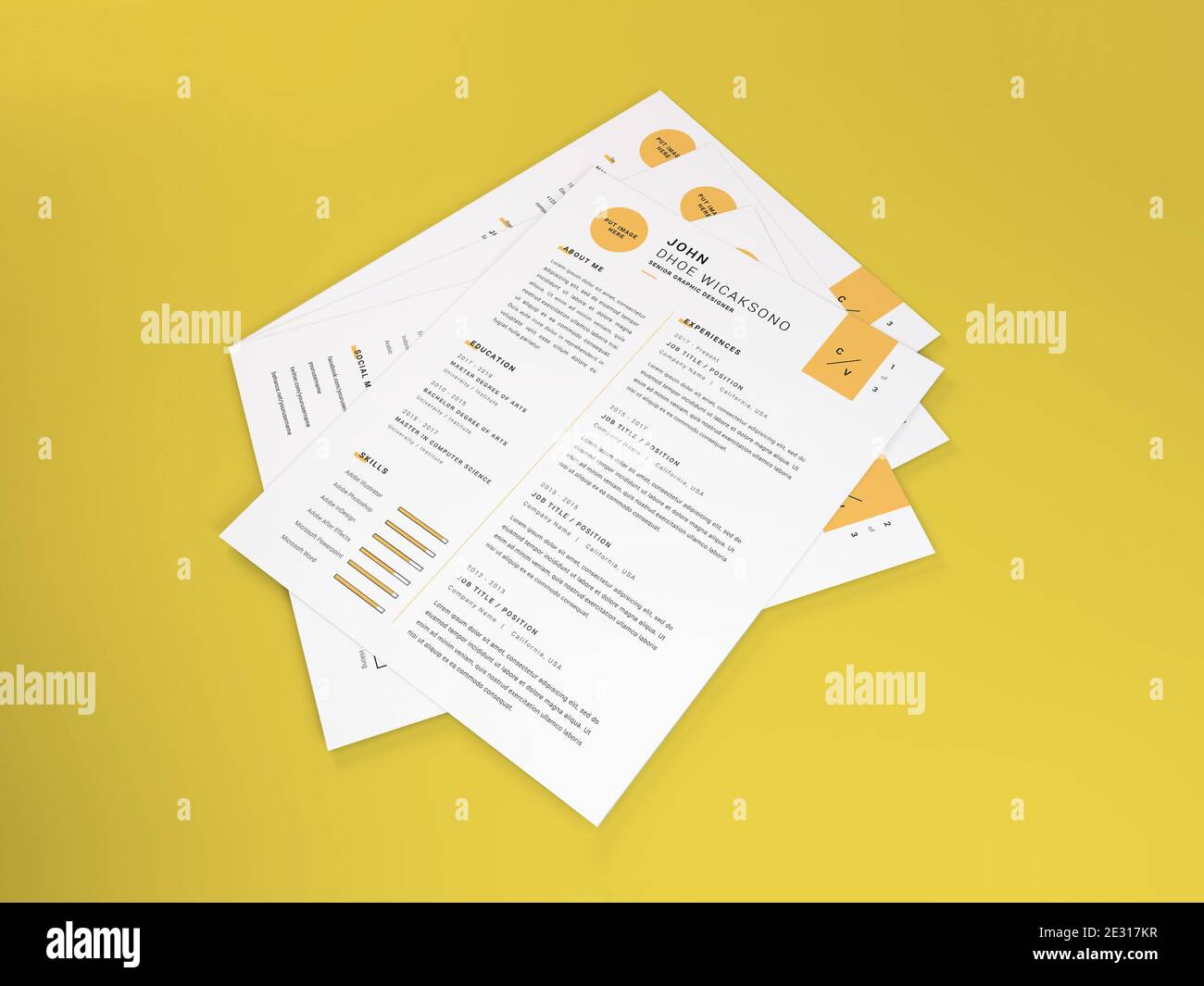 Realistic Letter Sized Curriculum Vitae Paper Mockup Template Stock ...