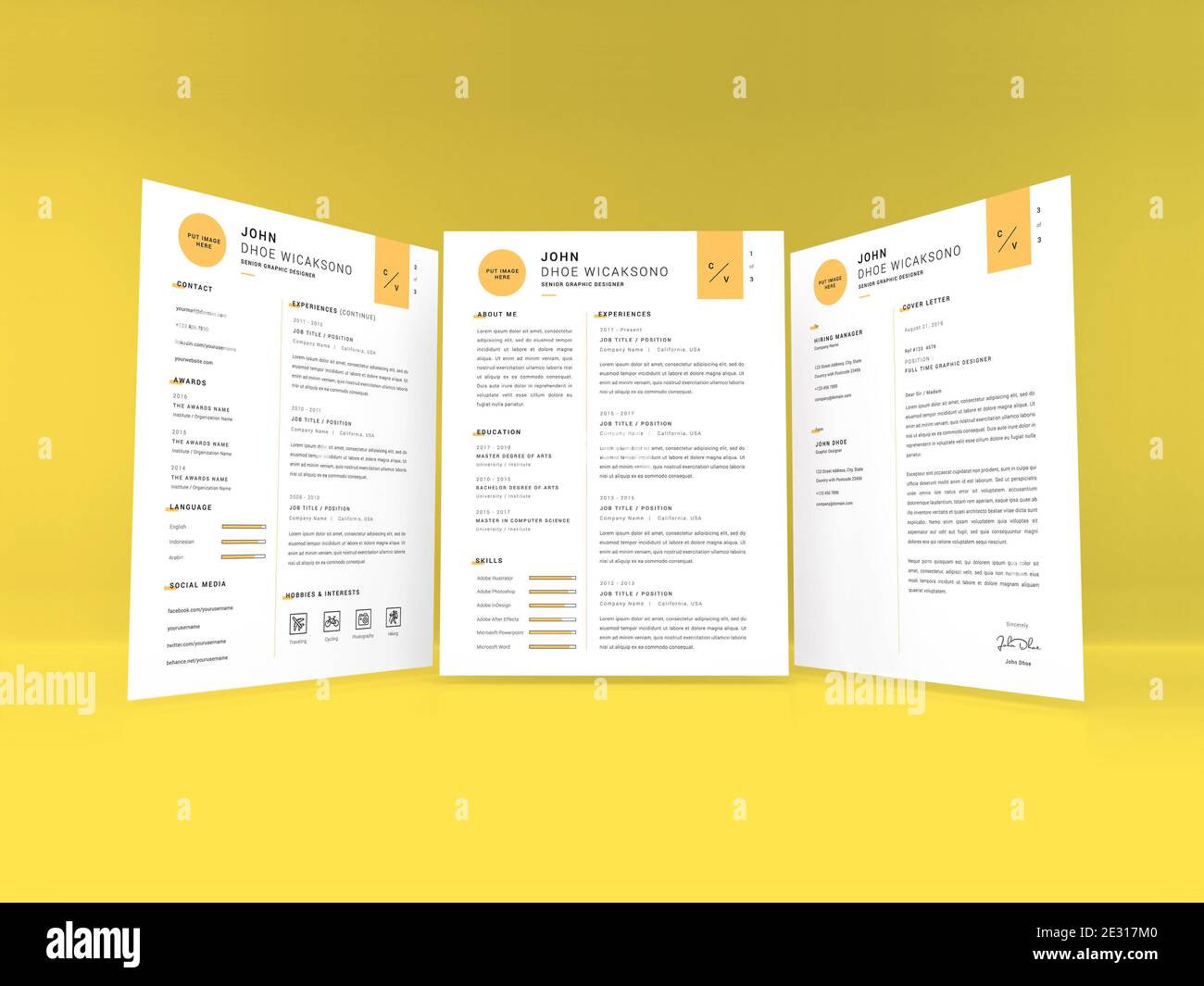 Realistic Letter Sized Curriculum Vitae Paper Mockup Template Stock ...
