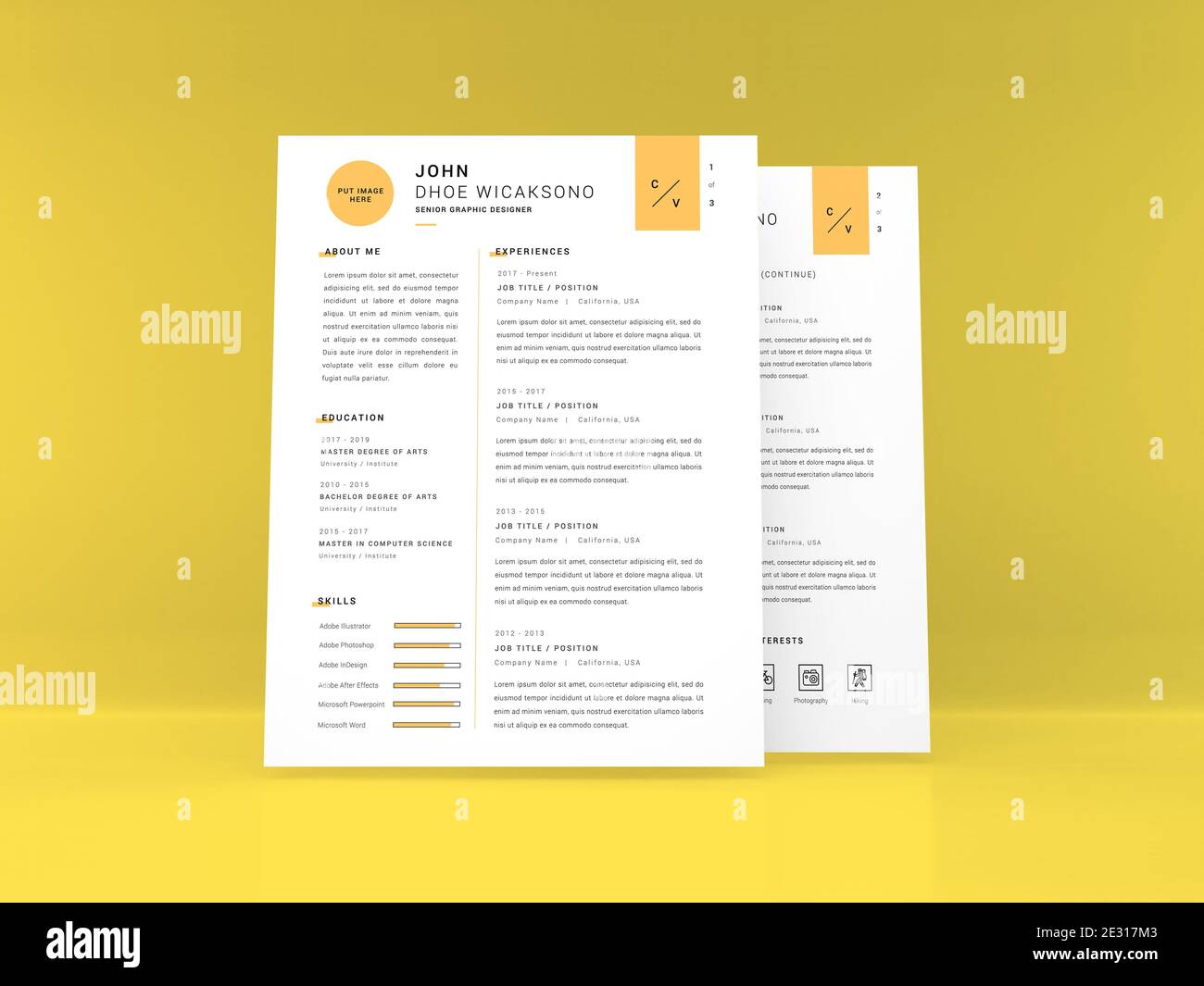 Realistic Letter Sized Curriculum Vitae Paper Mockup Template Stock ...