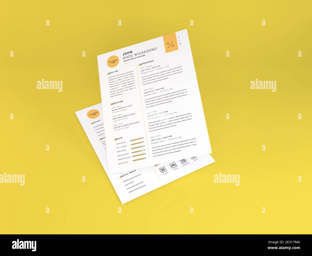 Realistic Letter Sized Curriculum Vitae Paper Mockup Template Stock ...