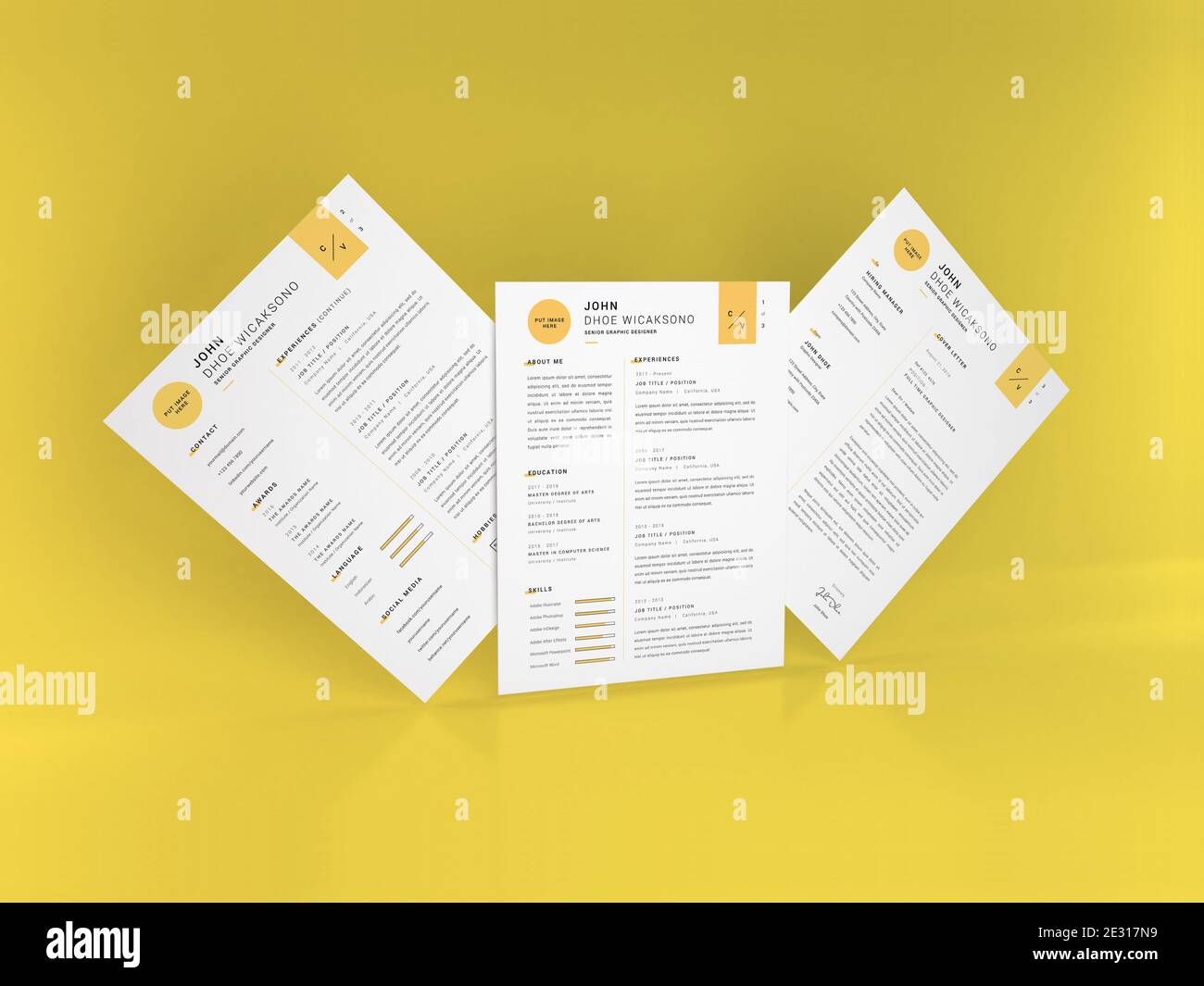 Realistic Letter Sized Curriculum Vitae Paper Mockup Template Stock ...