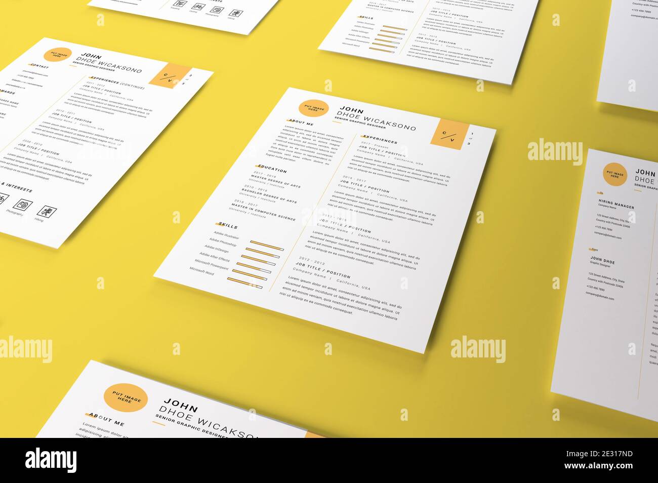 Realistic Letter Sized Curriculum Vitae Paper Mockup Template Stock ...