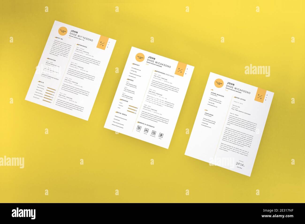 Realistic Letter Sized Curriculum Vitae Paper Mockup Template Stock ...