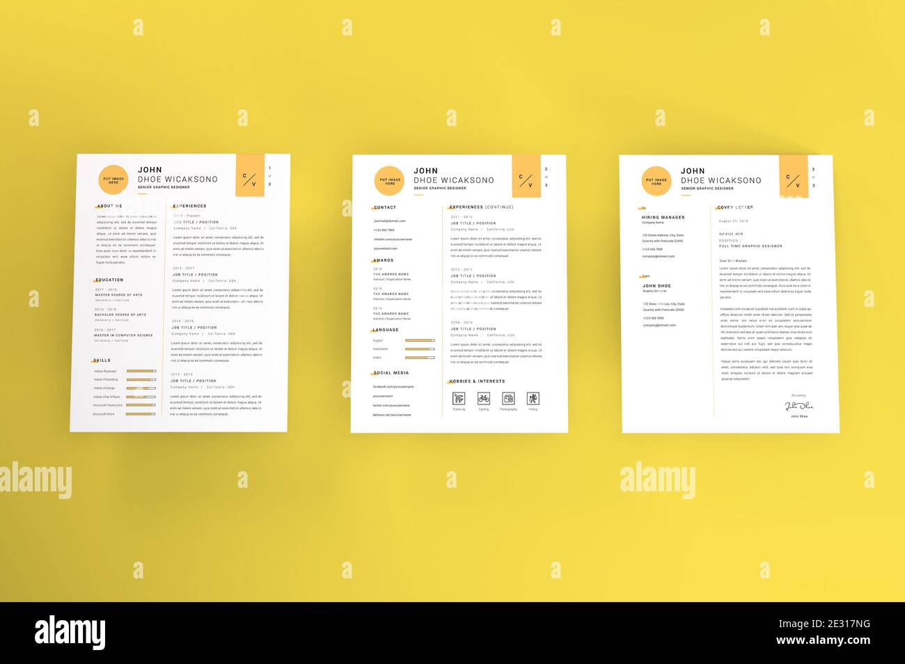 Realistic Letter Sized Curriculum Vitae Paper Mockup Template Stock ...