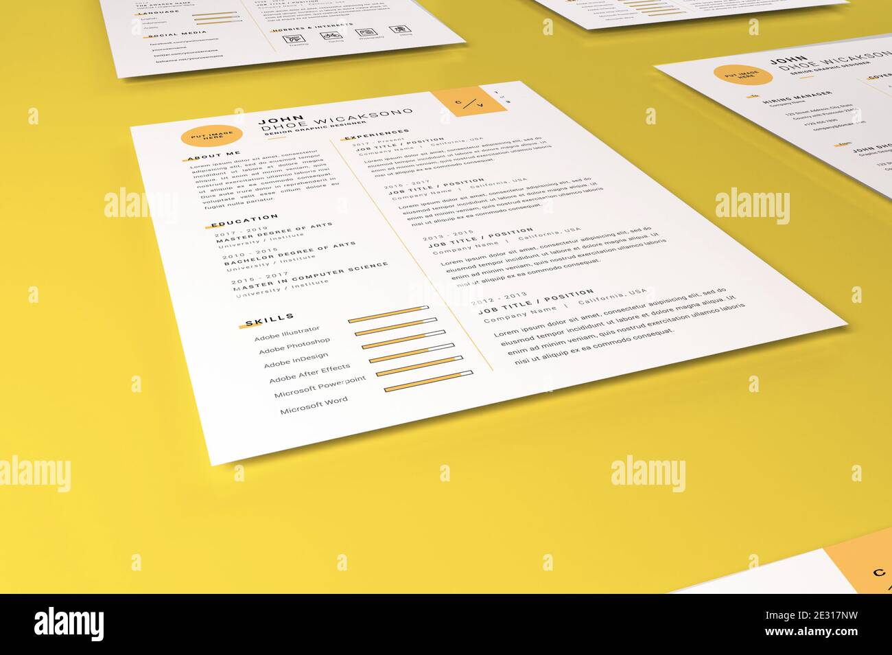 Realistic Letter Sized Curriculum Vitae Paper Mockup Template Stock ...