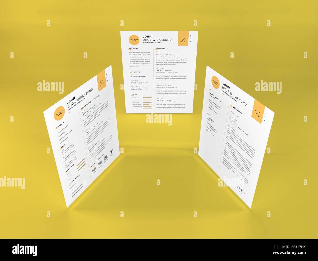 Realistic Letter Sized Curriculum Vitae Paper Mockup Template Stock ...