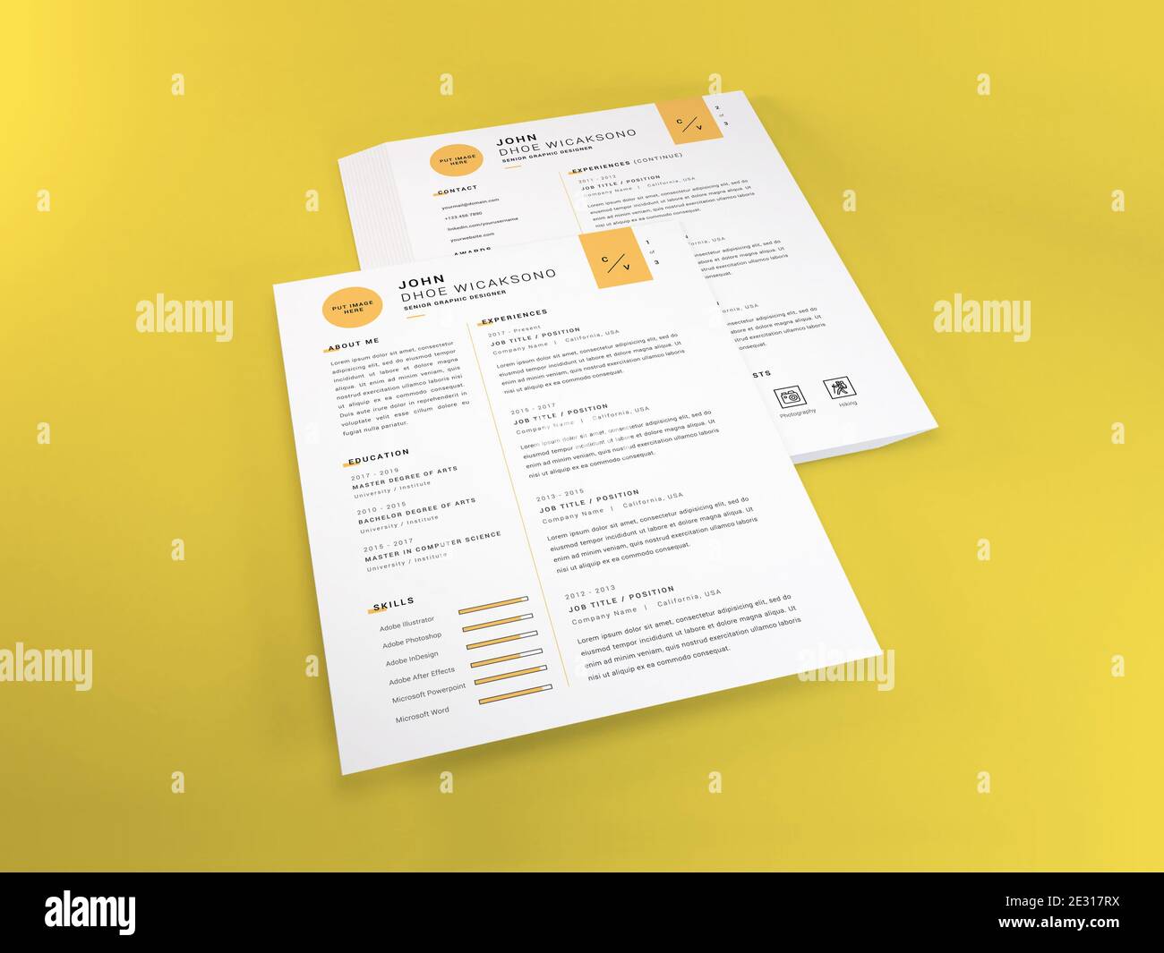 Realistic Letter Sized Curriculum Vitae Paper Mockup Template Stock ...