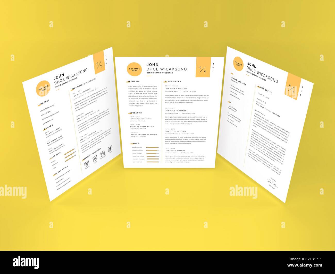 Realistic Letter Sized Curriculum Vitae Paper Mockup Template Stock ...