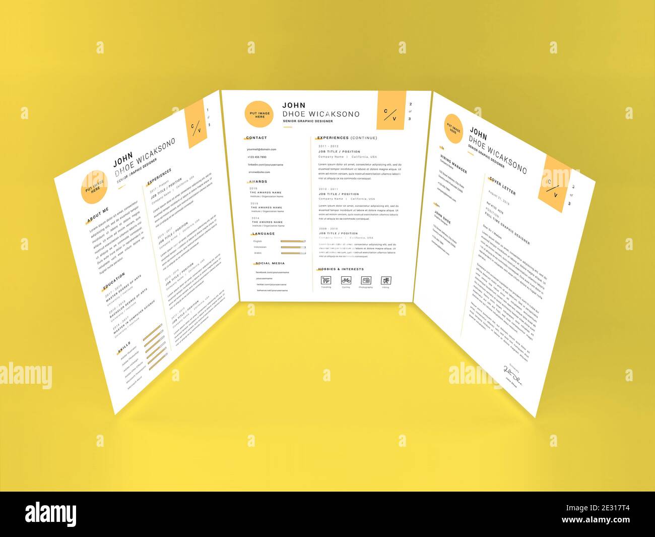 Realistic Letter Sized Curriculum Vitae Paper Mockup Template Stock ...
