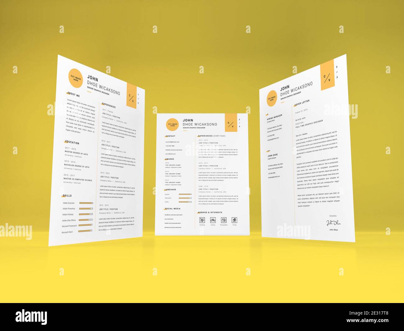 Realistic Letter Sized Curriculum Vitae Paper Mockup Template Stock ...