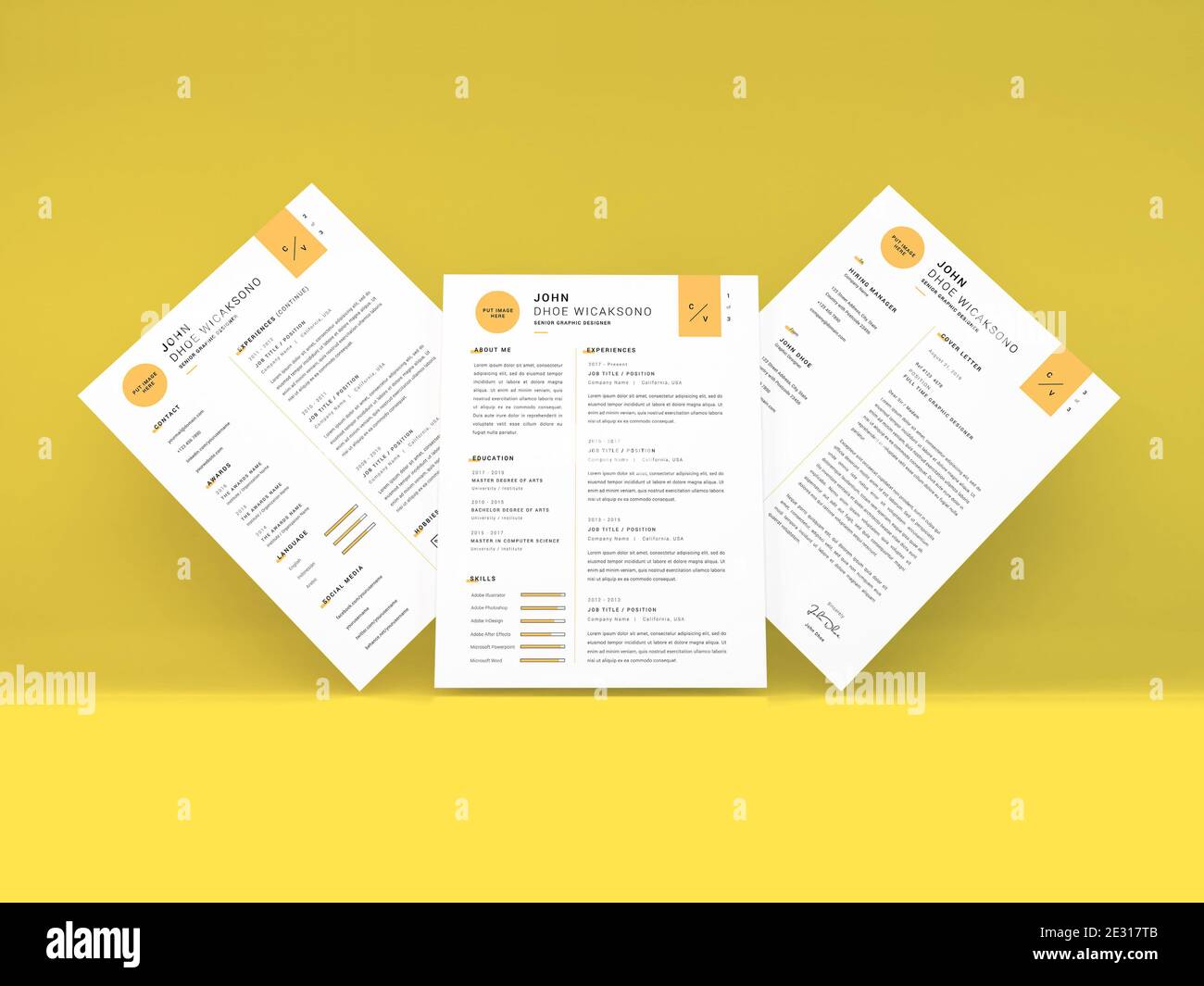 Realistic Letter Sized Curriculum Vitae Paper Mockup Template Stock ...