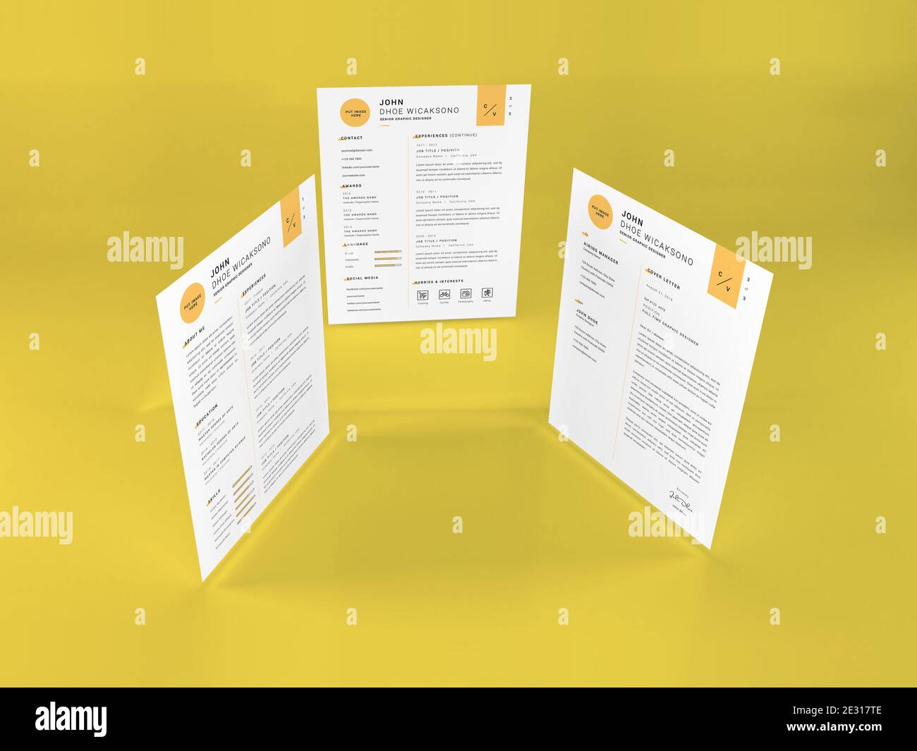 Realistic Letter Sized Curriculum Vitae Paper Mockup Template Stock ...
