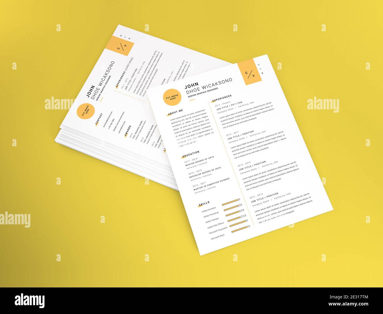 Realistic Letter Sized Curriculum Vitae Paper Mockup Template Stock ...