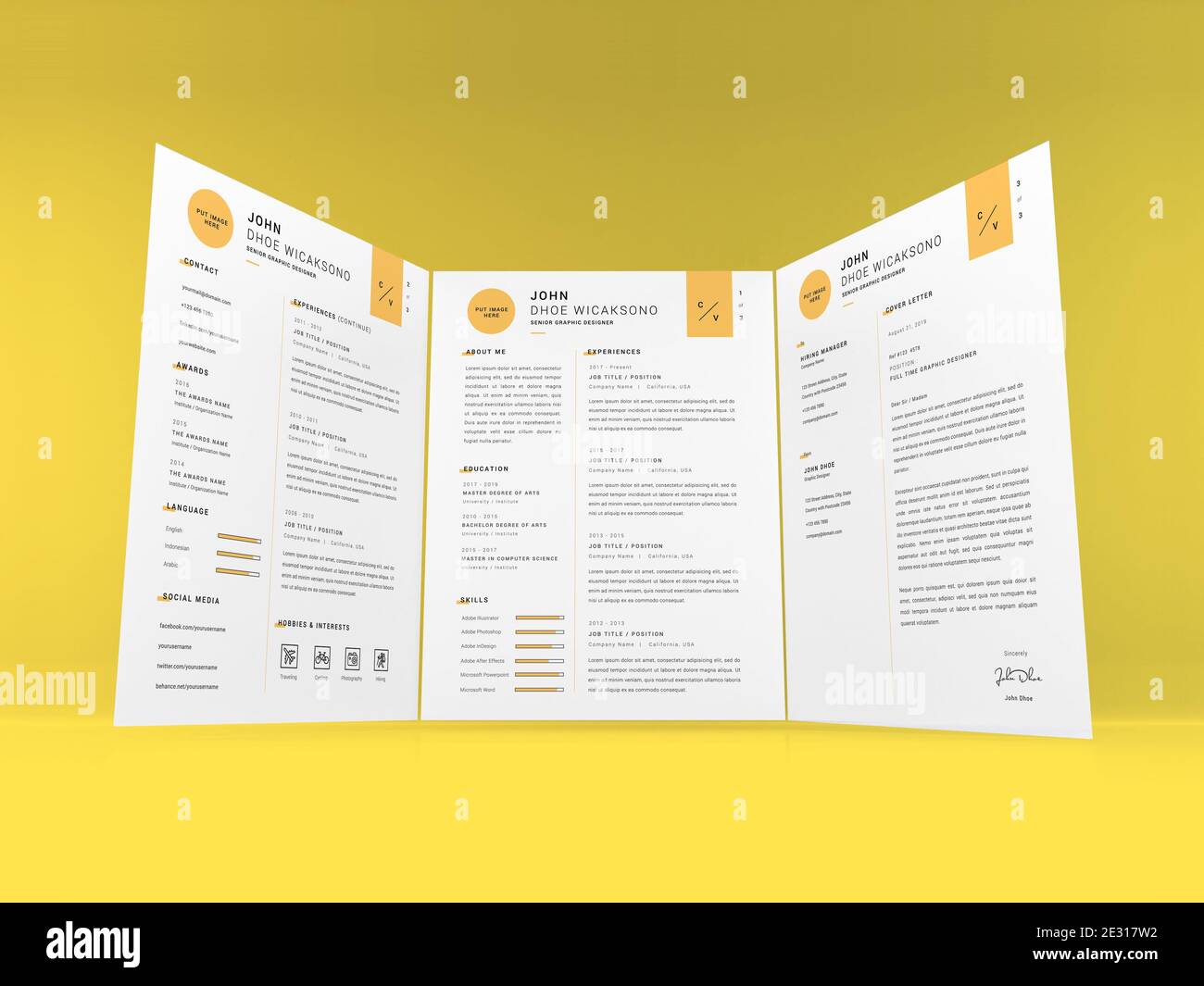 Realistic Letter Sized Curriculum Vitae Paper Mockup Template Stock ...