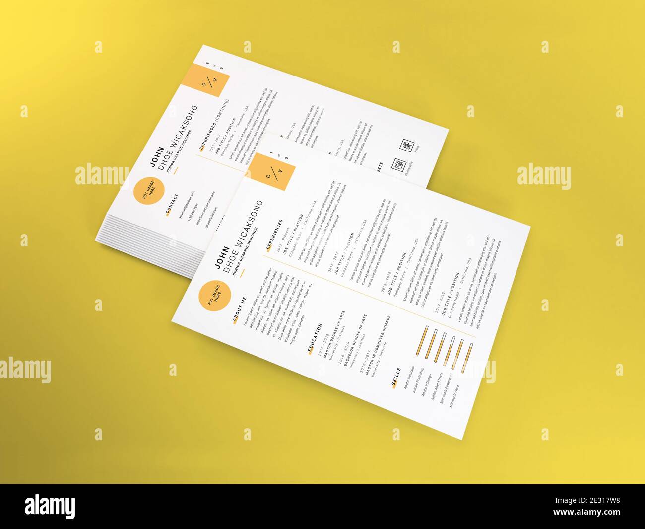 Realistic Letter Sized Curriculum Vitae Paper Mockup Template Stock ...