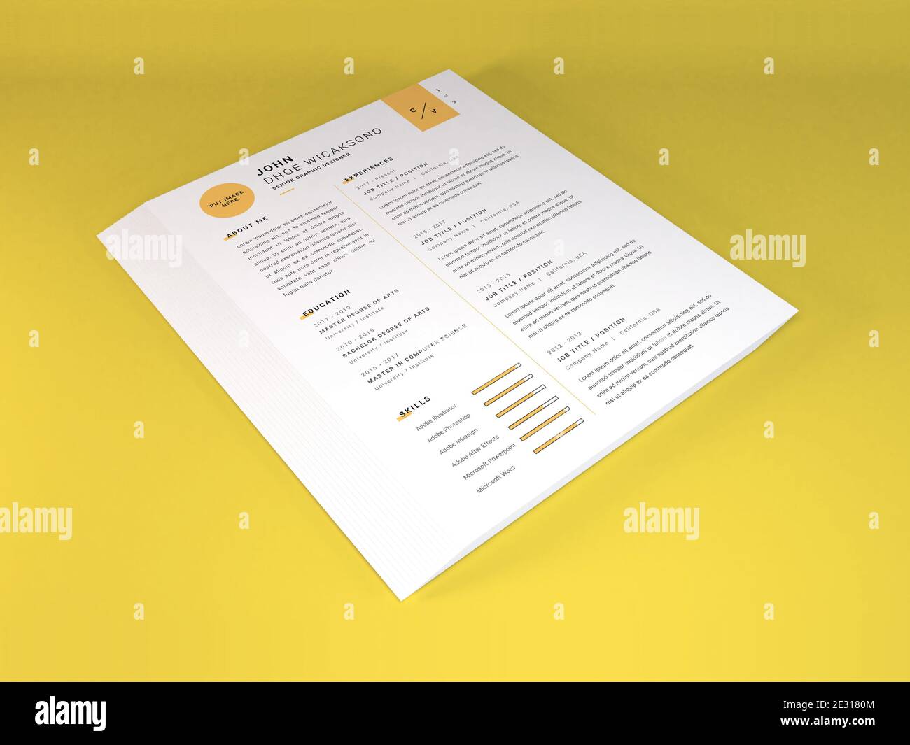 Realistic Letter Sized Curriculum Vitae Paper Mockup Template Stock ...