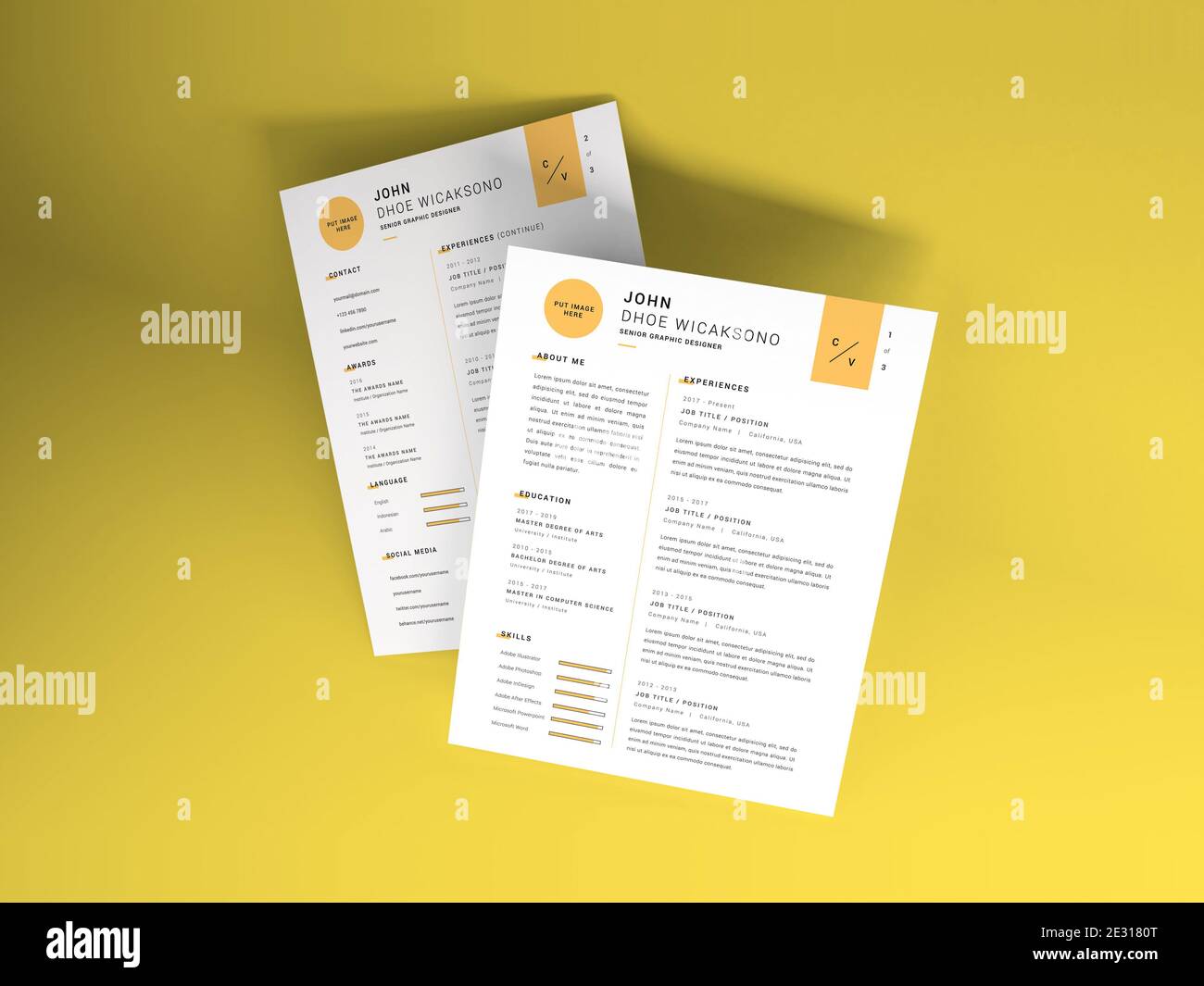 Realistic Letter Sized Curriculum Vitae Paper Mockup Template Stock ...