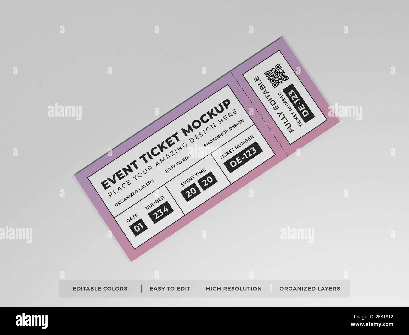 Realistic Event Ticket Mockup Scene Stock Photo - Alamy