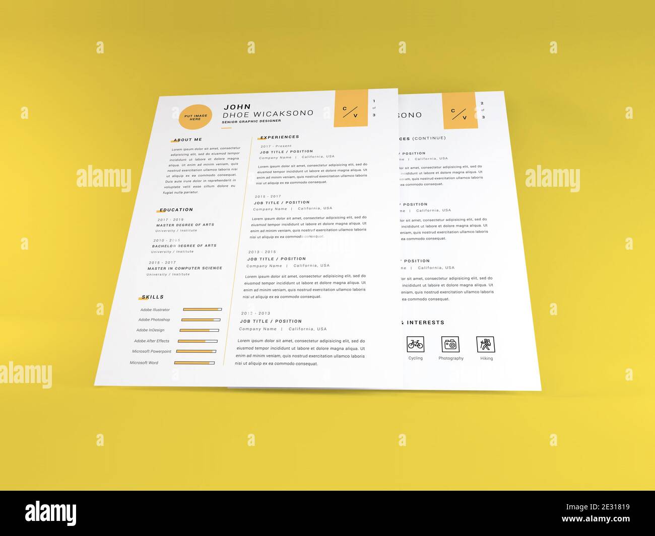 Realistic Letter Sized Curriculum Vitae Paper Mockup Template Stock ...