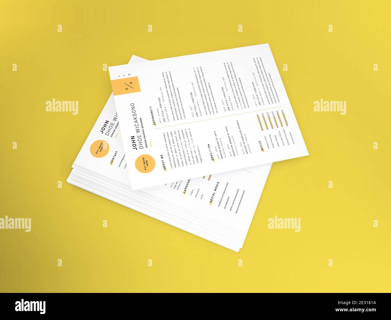 Realistic Letter Sized Curriculum Vitae Paper Mockup Template Stock ...