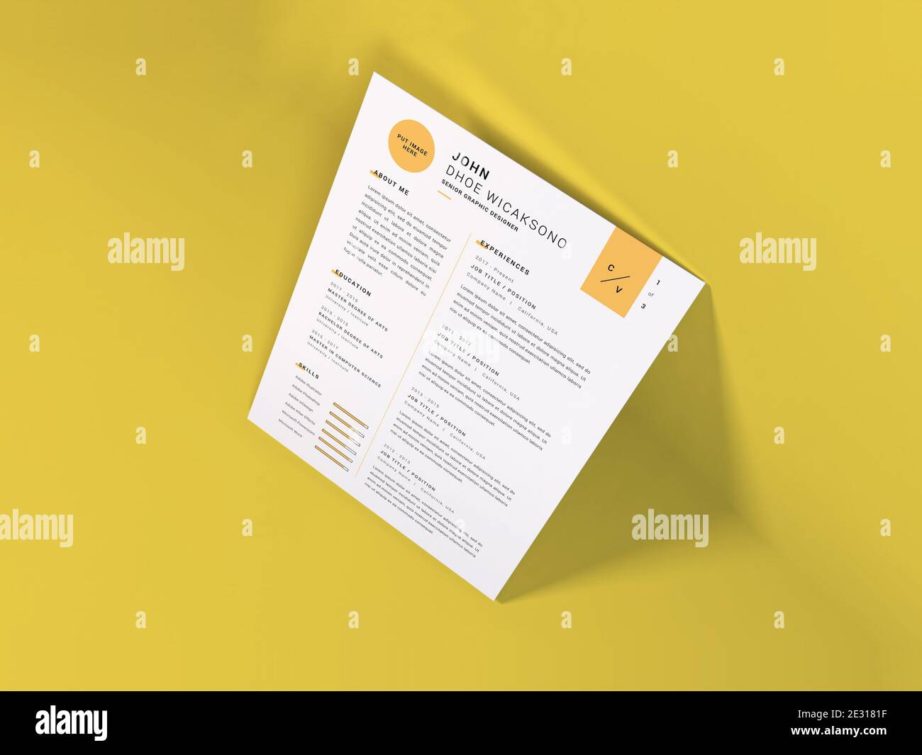 Realistic Letter Sized Curriculum Vitae Paper Mockup Template Stock ...