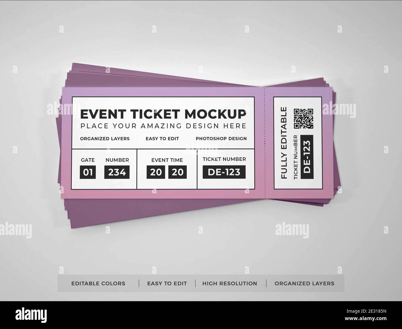 Realistic Event Ticket Mockup Scene Stock Photo - Alamy