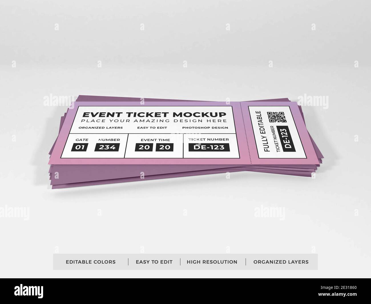 Realistic Event Ticket Mockup Scene Stock Photo - Alamy