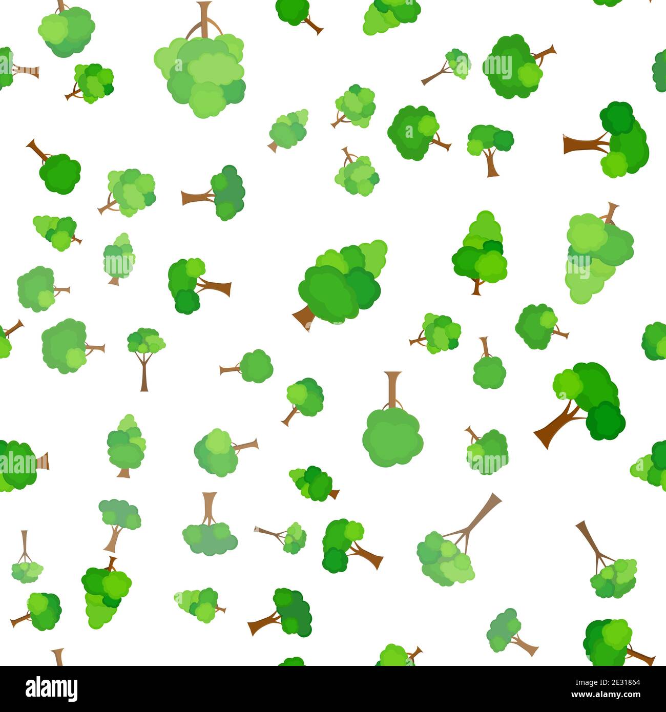 Flat tree silhouette colored isolated on white background. seamless ...