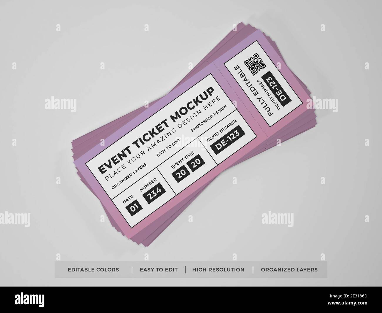Realistic Event Ticket Mockup Scene Stock Photo - Alamy