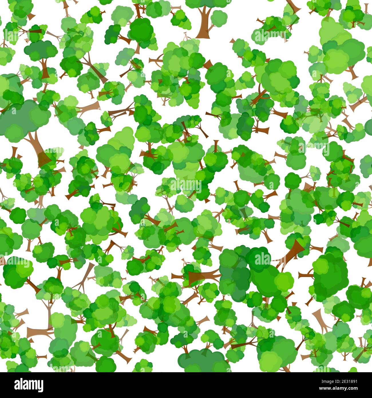 Flat tree silhouette colored isolated on white background. seamless ...